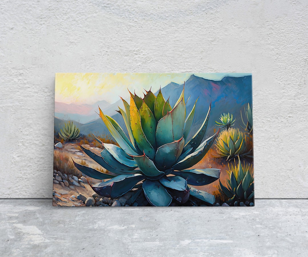 Agave Desert Canvas Art Ready to Hang Large Print, Oil Painting ...