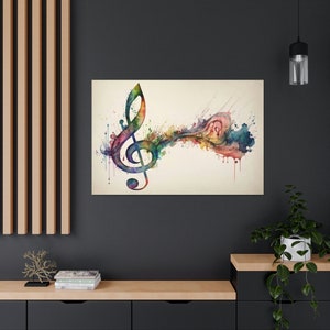 Watercolor Musical Note Canvas Art Ready to Hang Large Print, Music ...
