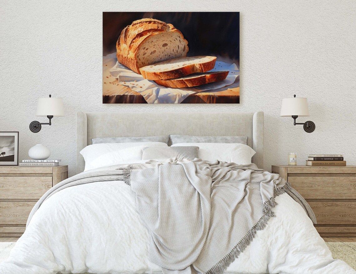 Bread Painting, Still Life, Loaf of Bread, Kitchen Decor, Dining Room ...