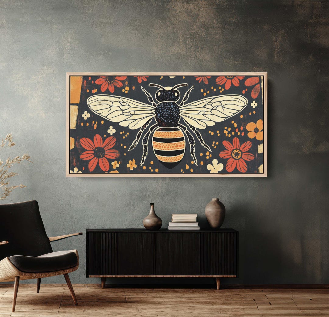 Scandinavian Bee, Folk Art, Contemporary Decor, Modern Art - Etsy