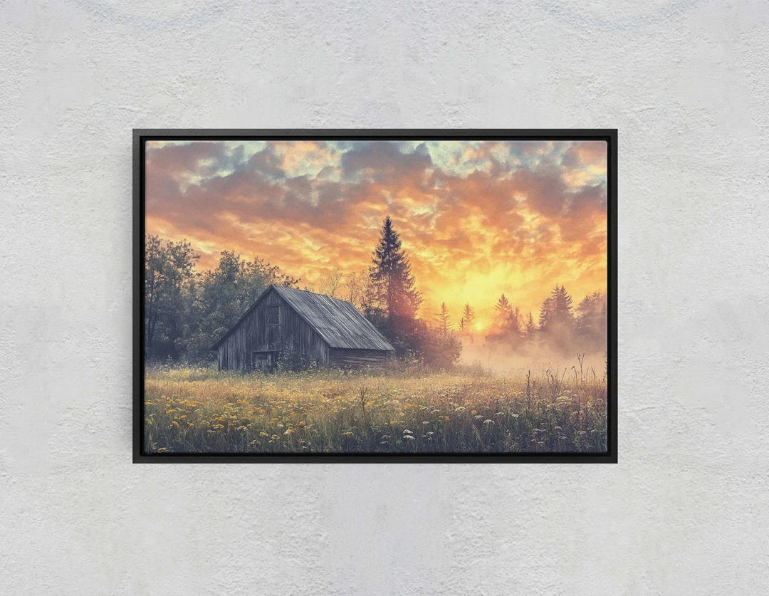 Rustic Barn, Barn at Sunset, Farm Painting, Cottagecore, Barncore - Etsy