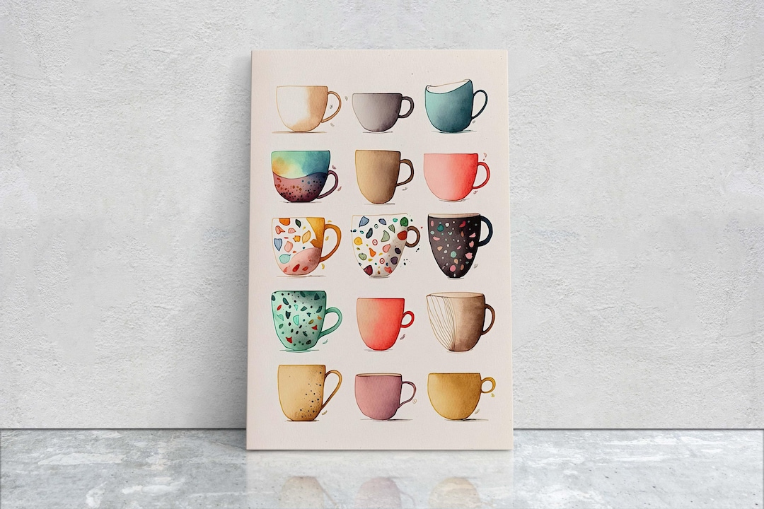 Mug Art, Coffee Mugs, Tea Cups, Kitchen Decor, Cafe Art, Barista Decor ...