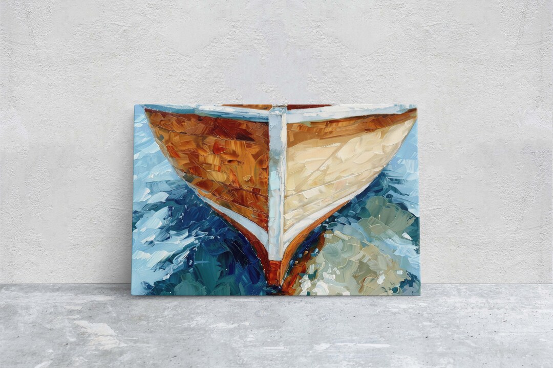 Brown Ship Art, Wooden Boat, Nautical Print, Ocean Painting, Sailing ...