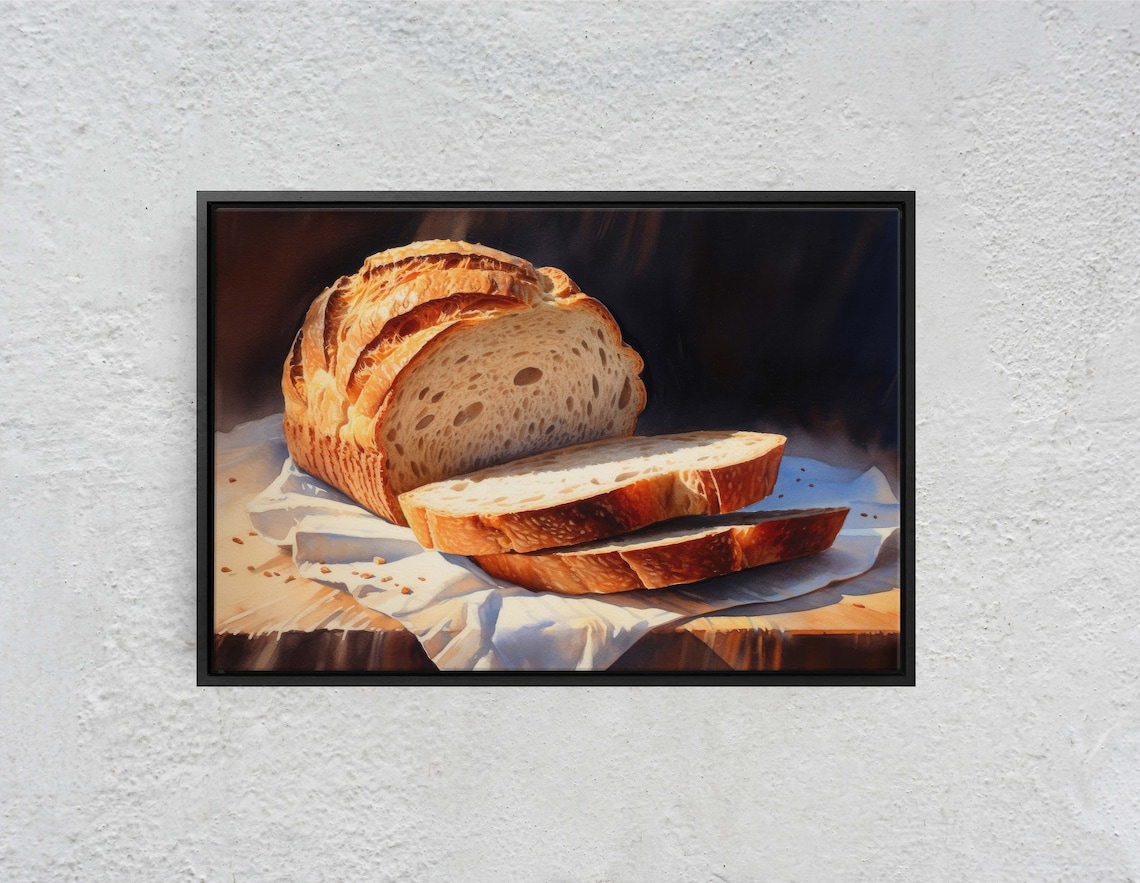 Bread Painting, Still Life, Loaf of Bread, Kitchen Decor, Dining Room ...