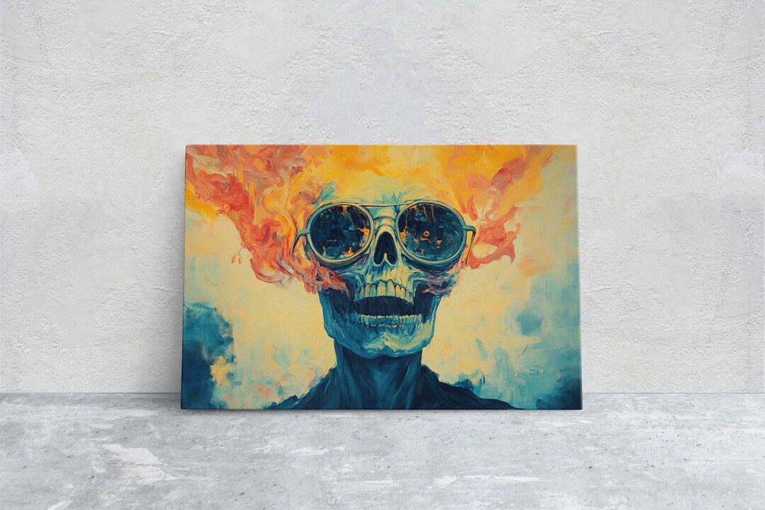 Gothic Flaming Skull Canvas, Screaming Skeleton (halloween Decor) - Etsy