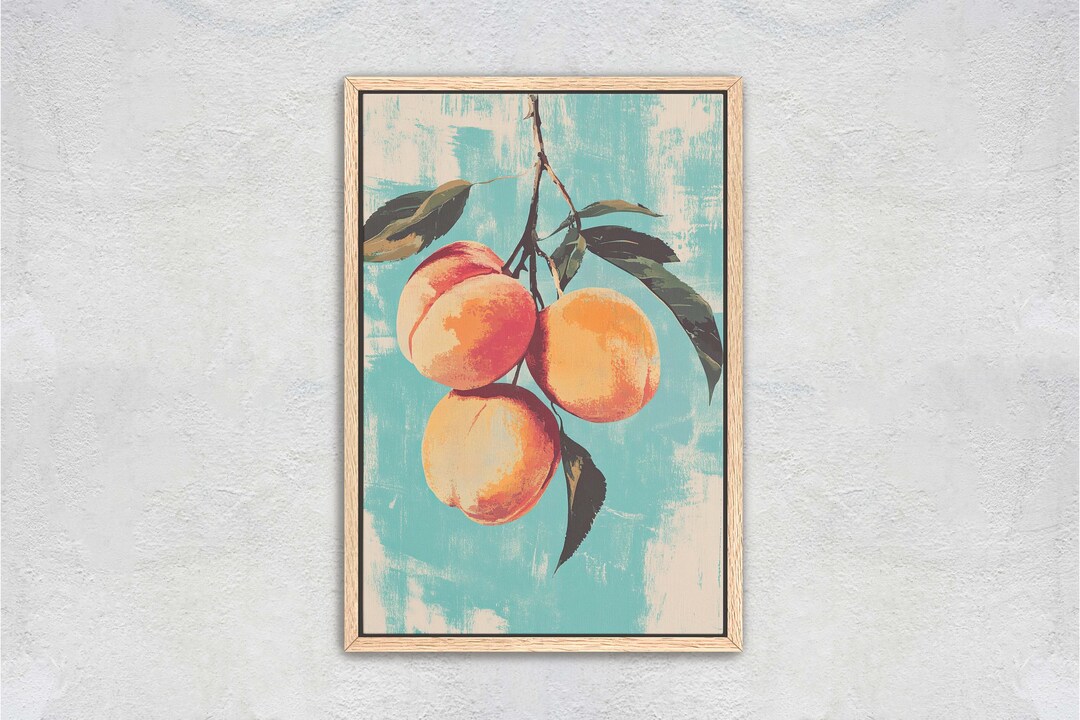 Peaches Vintage Art, Food Decor, Fruit Art, Dining Room Decor - Etsy