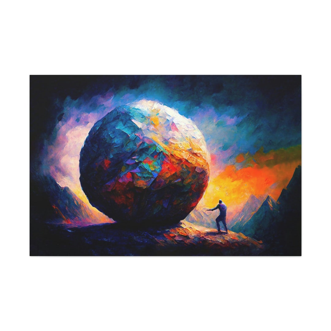 Sisyphus Canvas Art Ready to Hang | Mythology - Etsy
