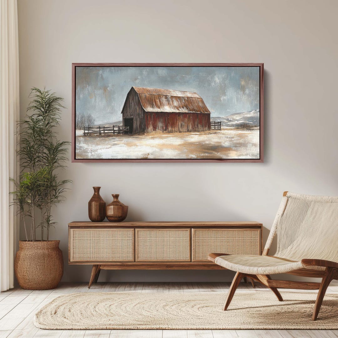 Abandoned Barn Painting, Farm in Winter, Barncore, Cottagecore Print - Etsy
