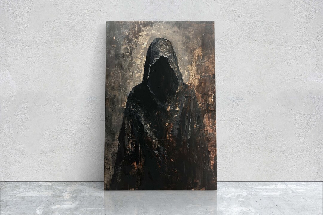 Figure of Death, Dark Robed Figure, Creepy Painting, Gothic Art, Dark ...
