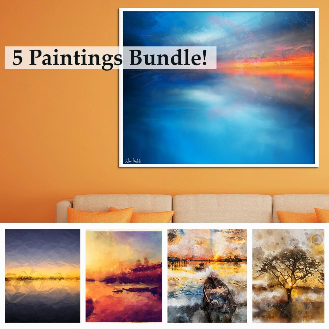 Printable Abstract Sunset Art | 5 Stunning Waterscape Paintings | High ...