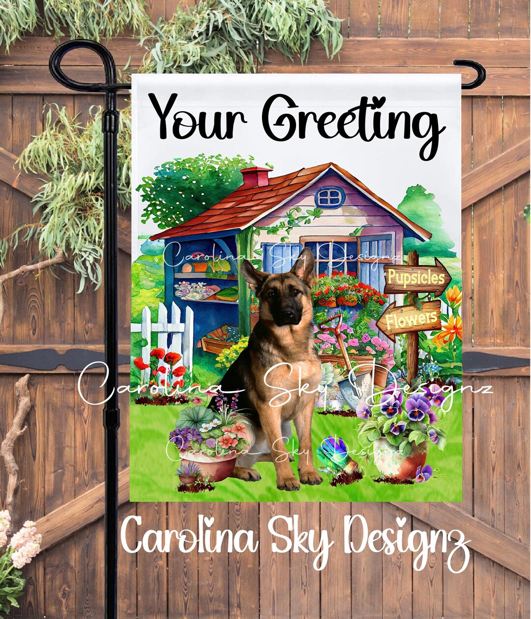 Personalized German Shepherd Garden Flag 4 Shepherd Choices One of a ...