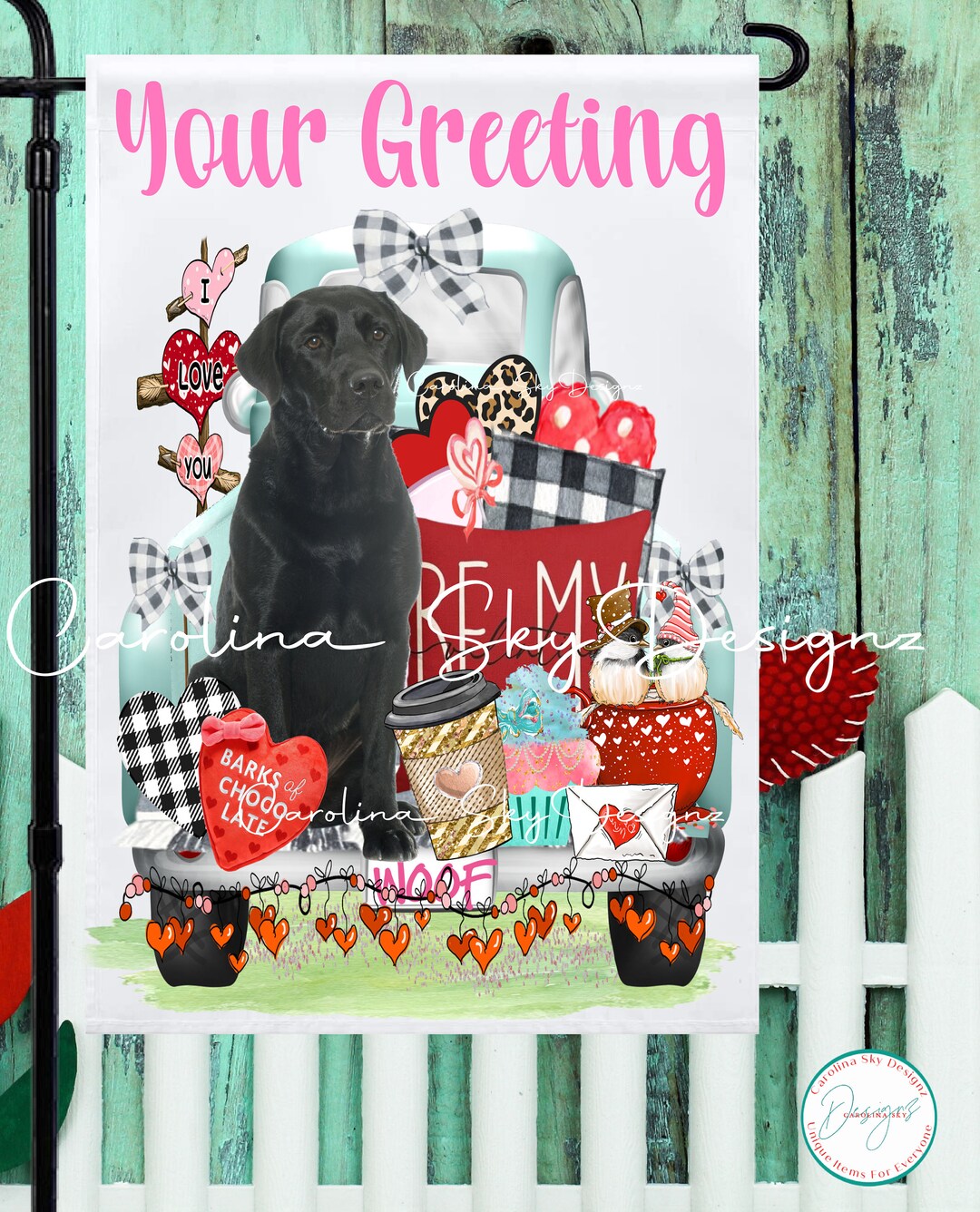 Lab Valentine's Garden Flag, Personalize Lab Valentine's Flag 6 CHOICES ...