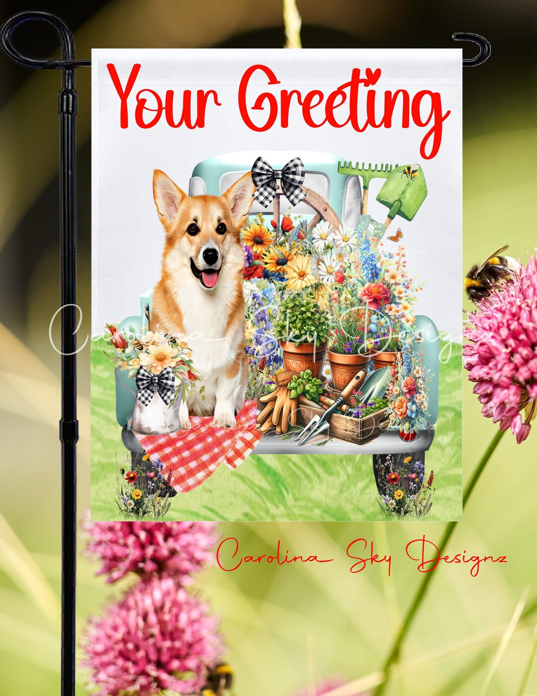 Personalized Corgi Garden Flag 5 CORGI CHOICES One of a Kind Summer ...