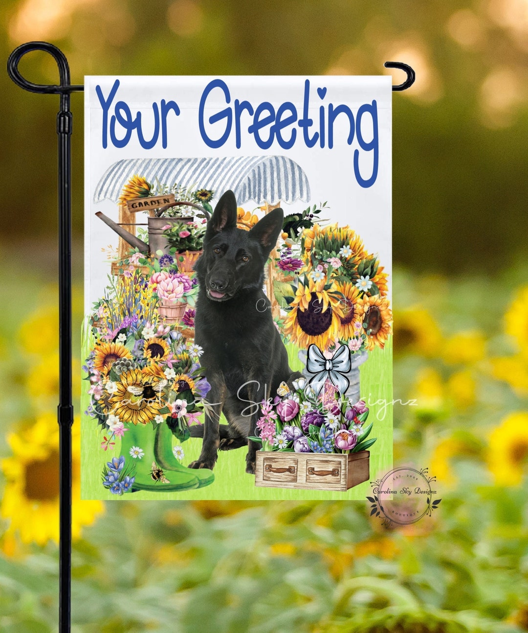 Black German Shepherd Sunflower Garden Flag Black German - Etsy