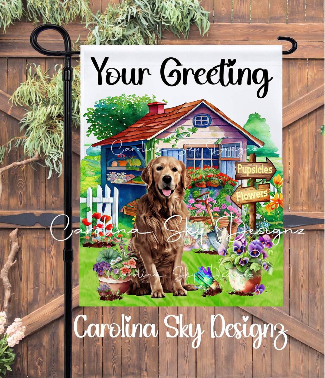 Personalized Golden Retriever Garden Flag 5 RETRIEVER CHOICES Golden ...