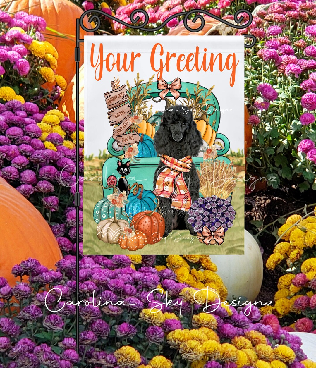Poodle Fall Garden Flag 5 POODLE CHOICES One of a Kind Fall Poodle ...
