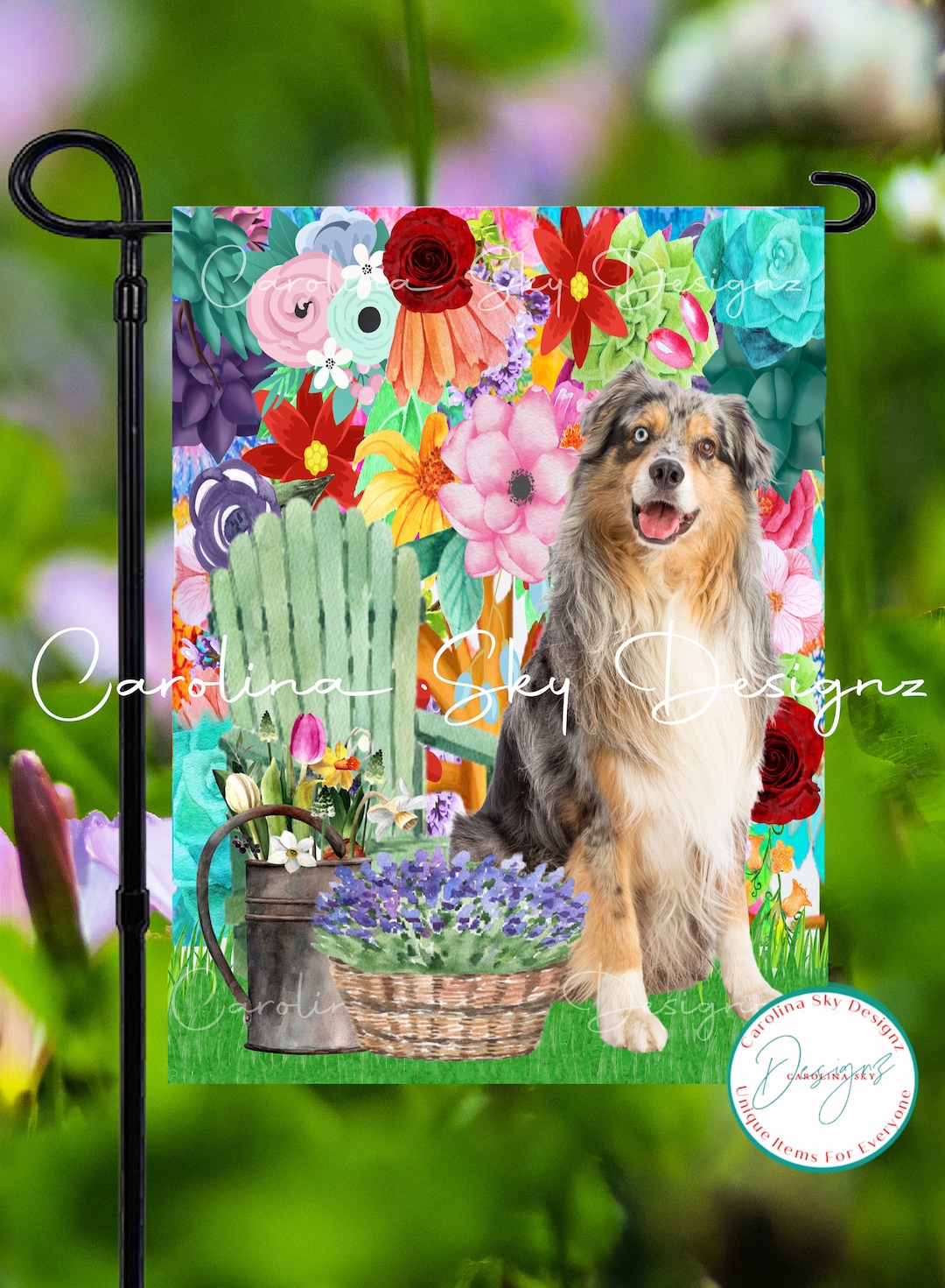 Personalized Australian Shepherd Garden Flag Aussie Spring Flag Aussie ...