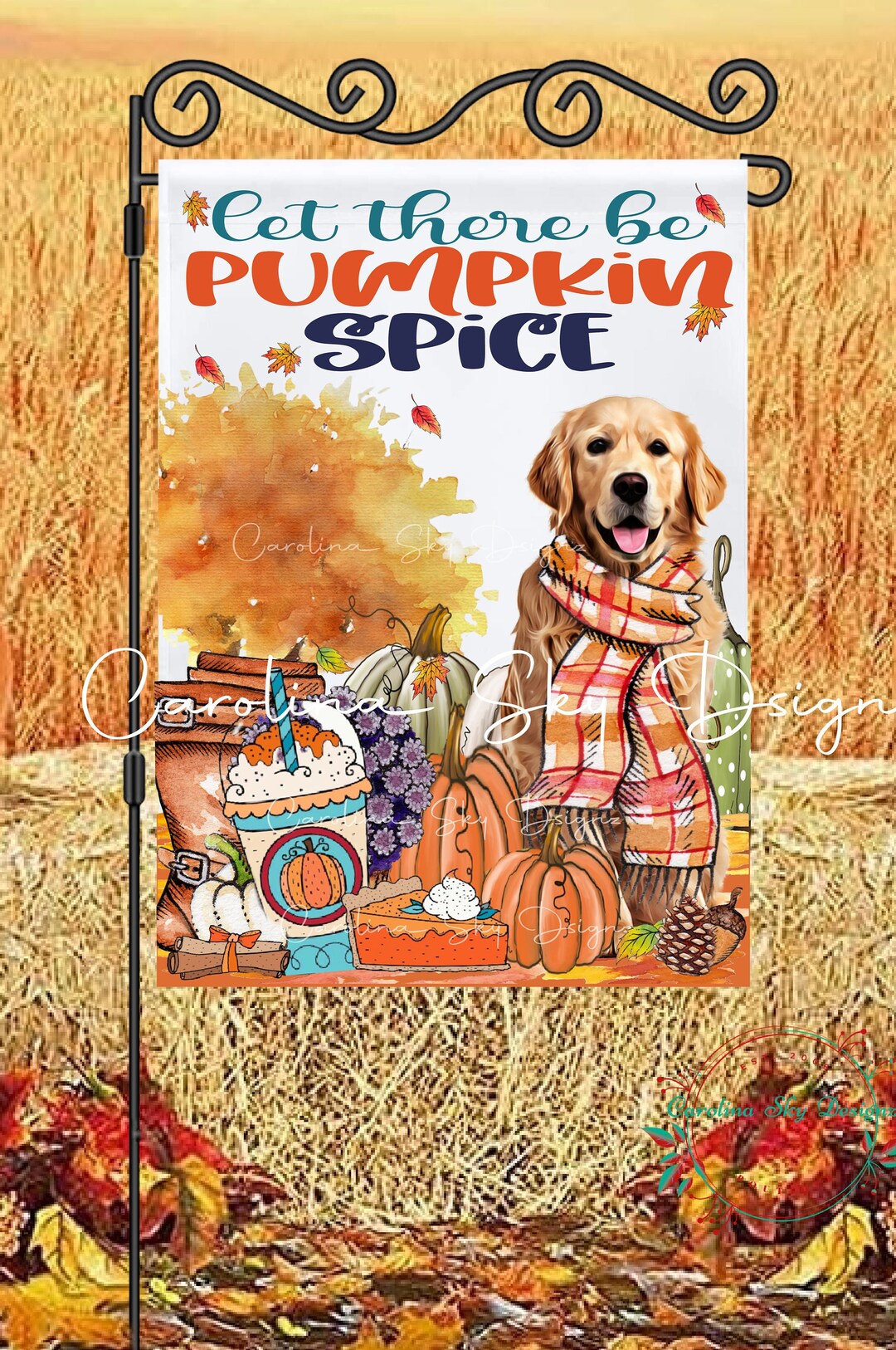 Personalized Golden Retriever Pumpkin Spice Garden Flag - Etsy