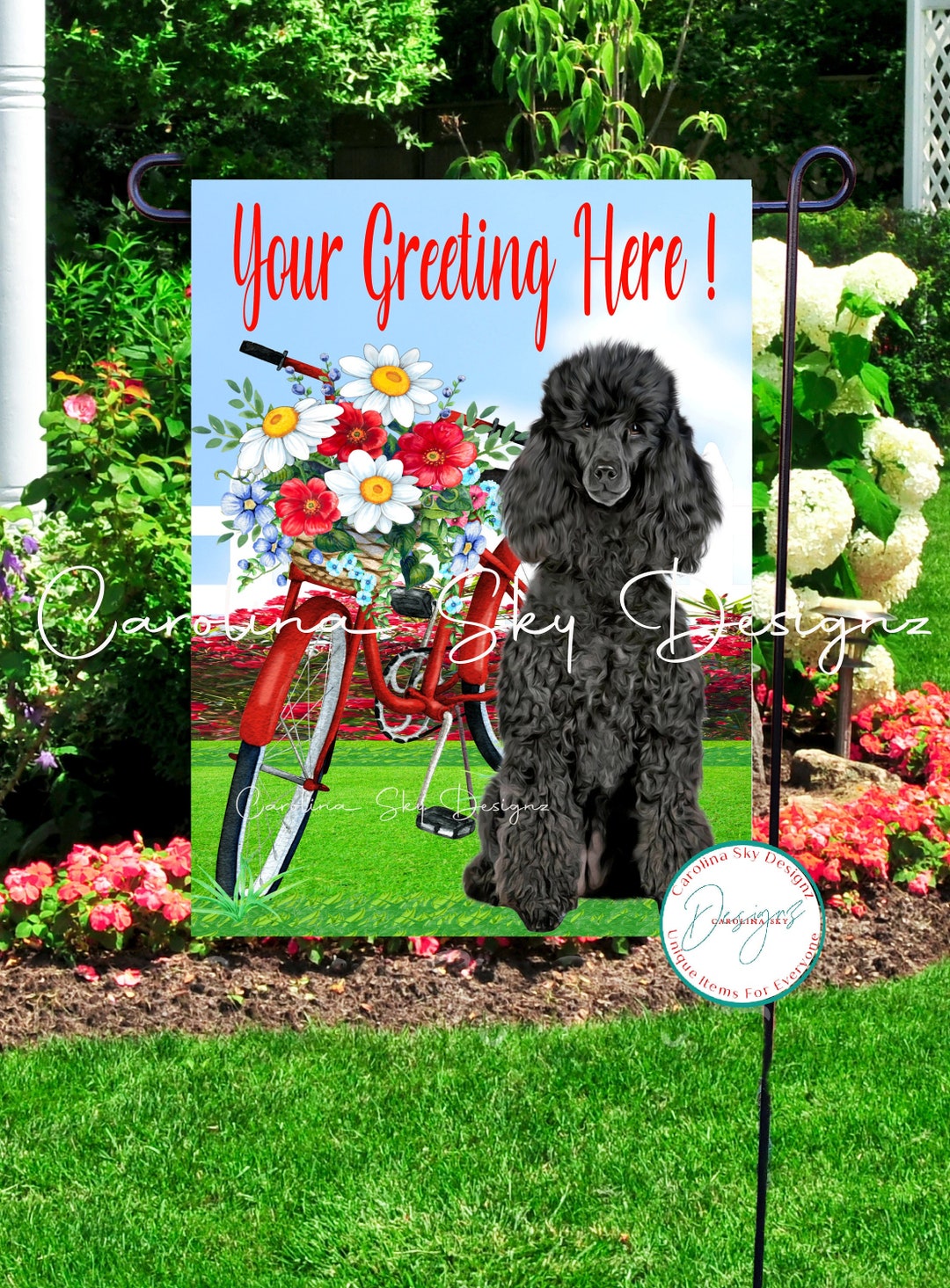Personalized Black Poodle Spring Garden Flag, 5 POODLE CHOICES Poodle ...
