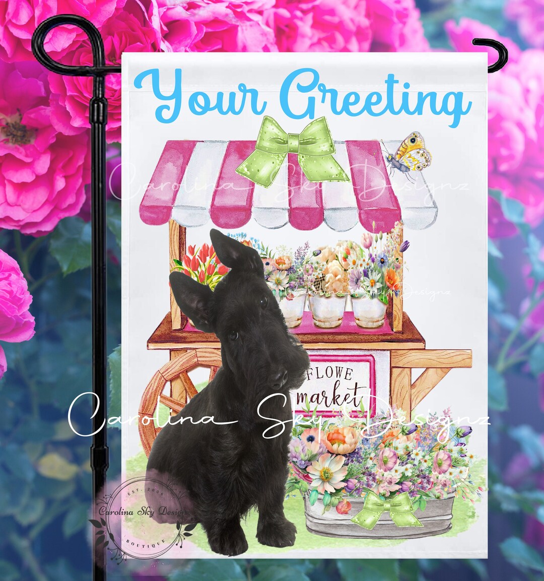 Black Scottish Terrier Spring Garden Flag, Black Scottie One of a Kind ...