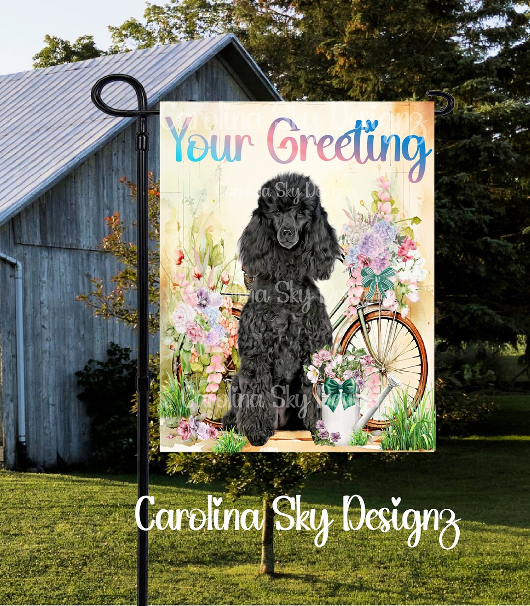 Personalized Black Poodle Spring Garden Flag, 5 POODLE CHOICES Poodle ...
