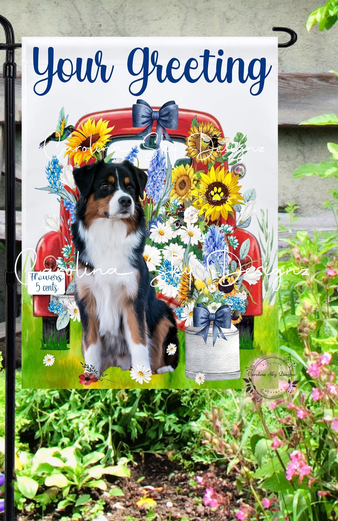 Personalized Australian Shepherd Garden Flag Aussie Spring Flag Aussie ...