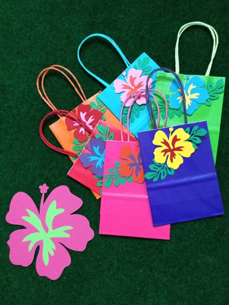 Hawaiian Bags Aloha Themed Party Luau Favor Bags Hibiscus - Etsy