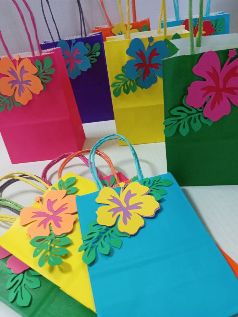 Hawaiian Bags Aloha Themed Party Luau Favor Bags Hibiscus - Etsy
