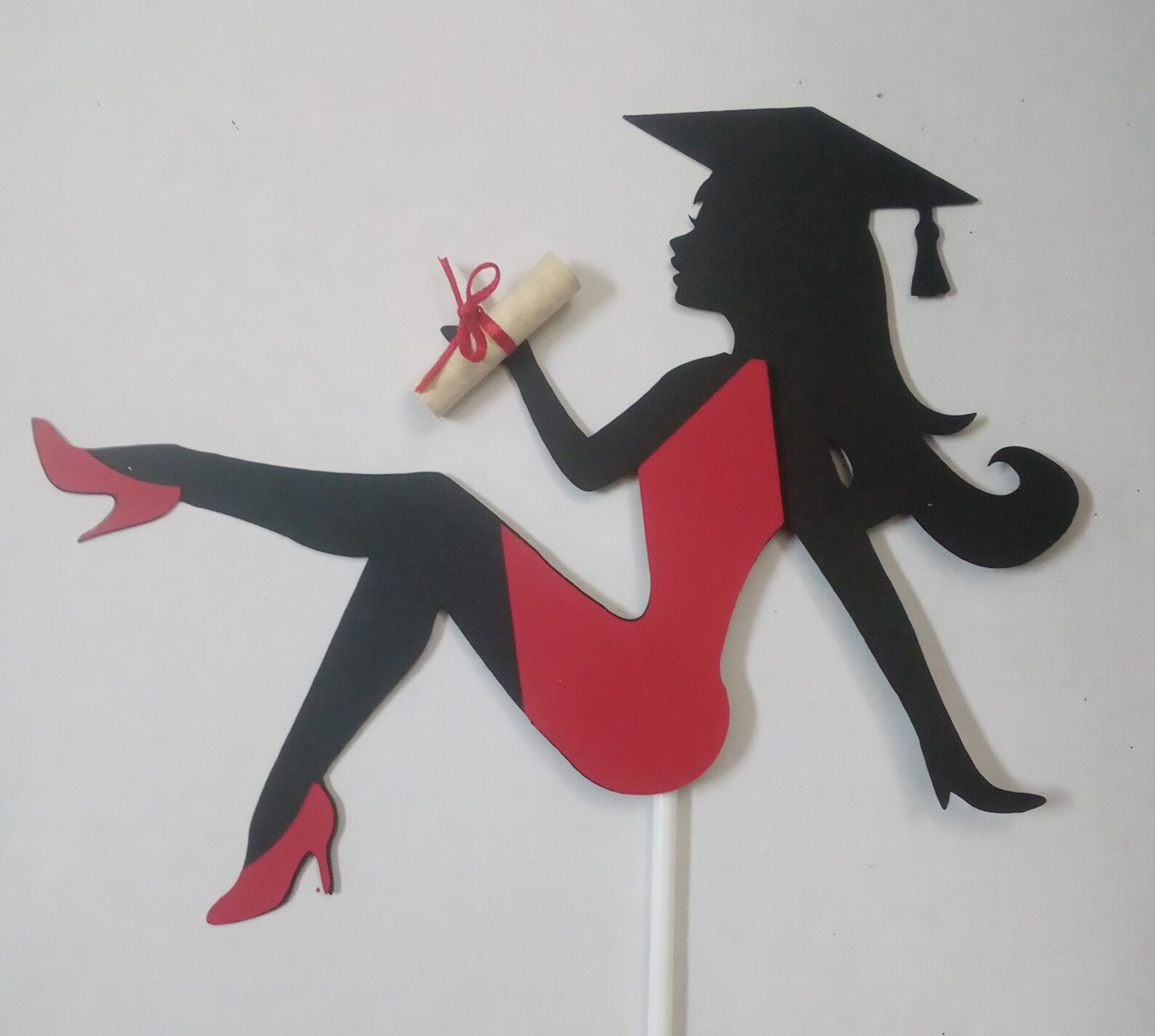 Graduation Cake Topper, Sitting Girl Cake Topper, Grad Sitting Girl ...