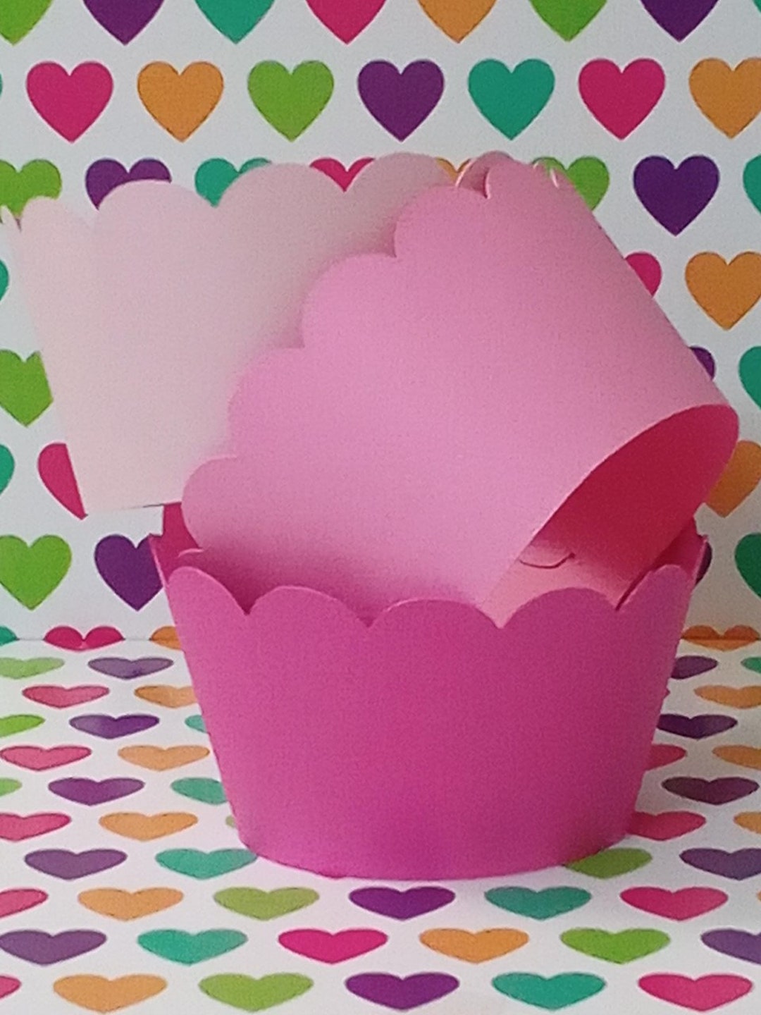 Pink Cupcake Wrappers, Pink Party Supplies, Pink Scalloped Cupcake ...