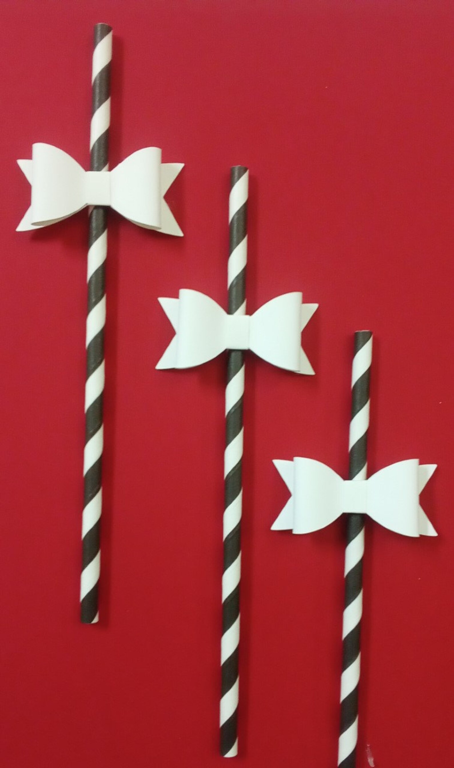 Paper Straws, Bow Paper Straws, Paper Bows, Party Supplies, Black ...