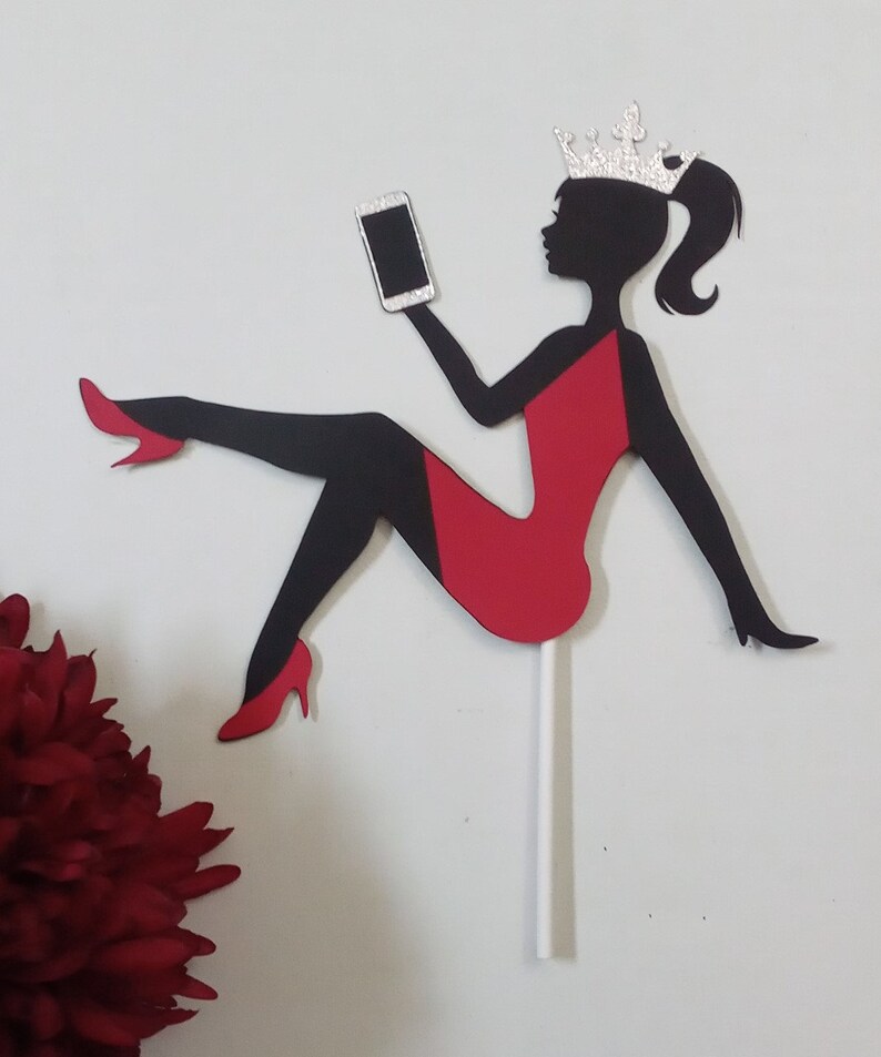 Sitting Lady With Cell Cake Topper Sitting Lady Ponytail Cake | Etsy