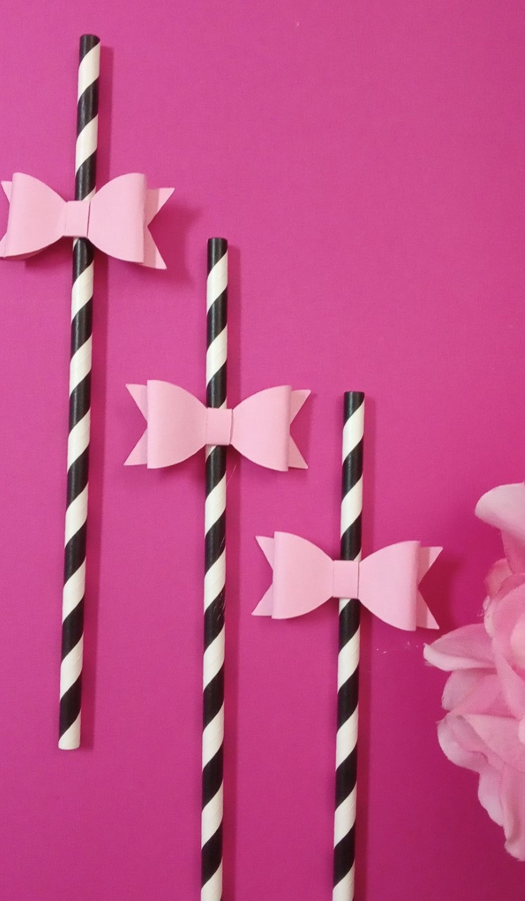 Paper Straws, Bow Paper Straws, Paper Bows, Party Supplies, Black ...