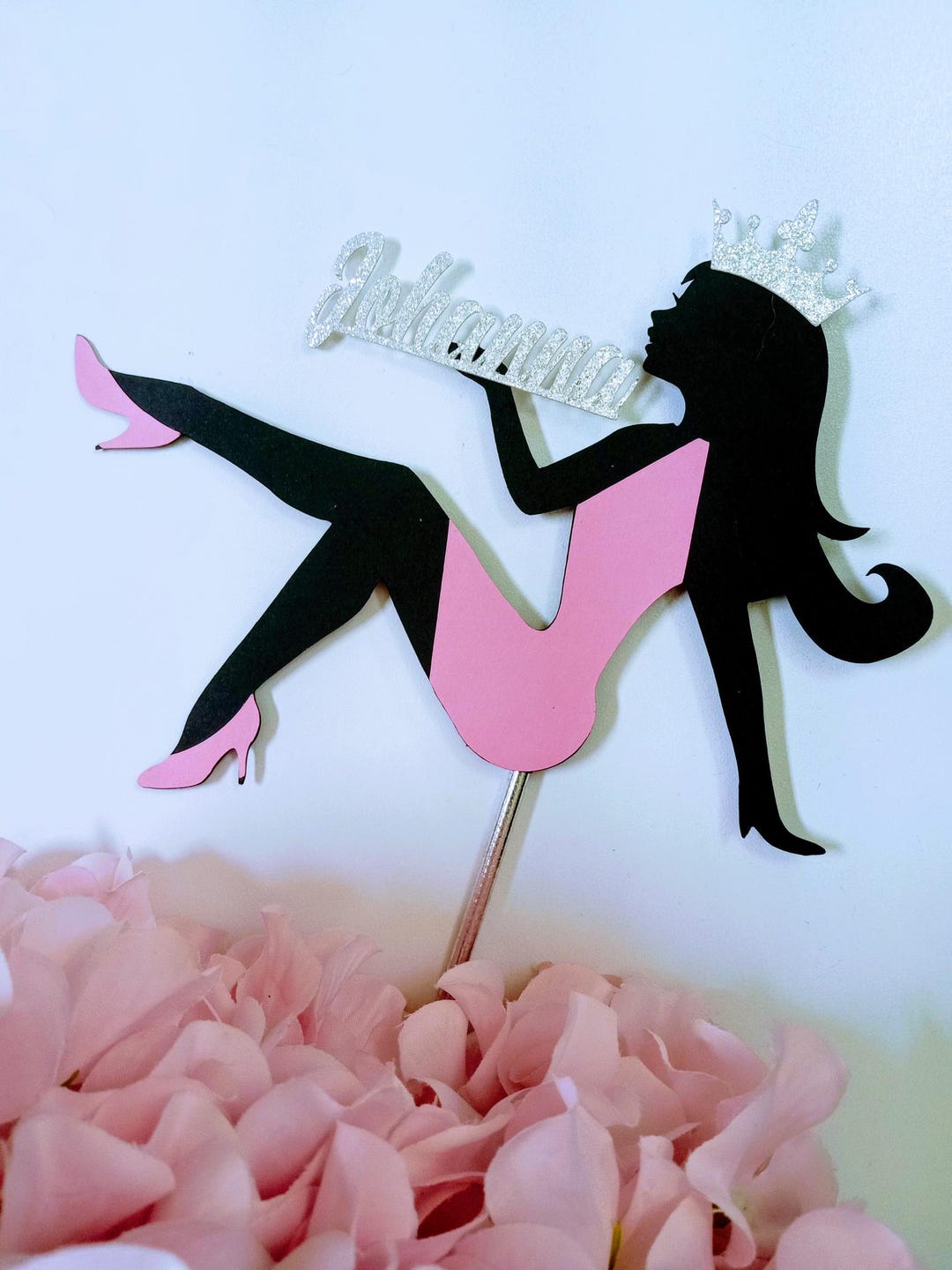 Personalized Sitting Lady Cake Topper: Glitter Diva Party Decor - Etsy