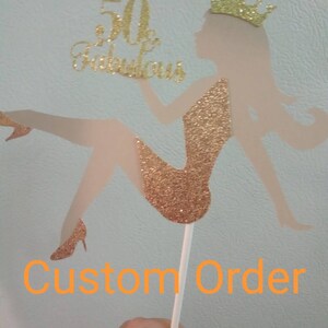 50 & Fabulous Cake Topper, Sitting Lady Cake Topper, Sitting Woman Cake ...