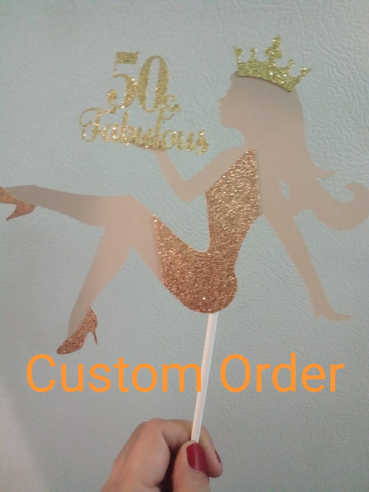50 & Fabulous Cake Topper Sitting Lady Cake Topper Sitting - Etsy