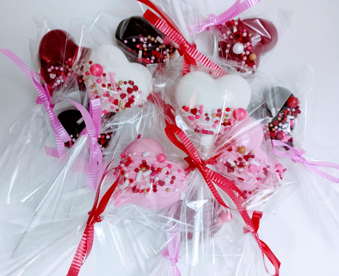 Candy Melts Heart Lollipops, Chocolate Heart Pops, Valentine's Heart ...