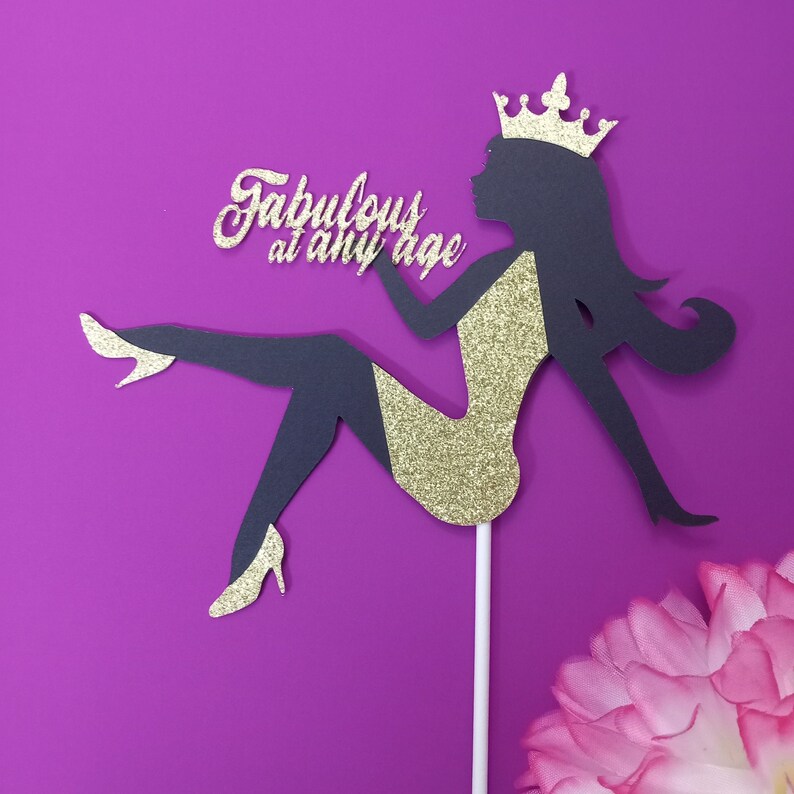 Fabulous at Any Age Cake Topper, Fabulouse at Any Age Sitting Lady Cake ...