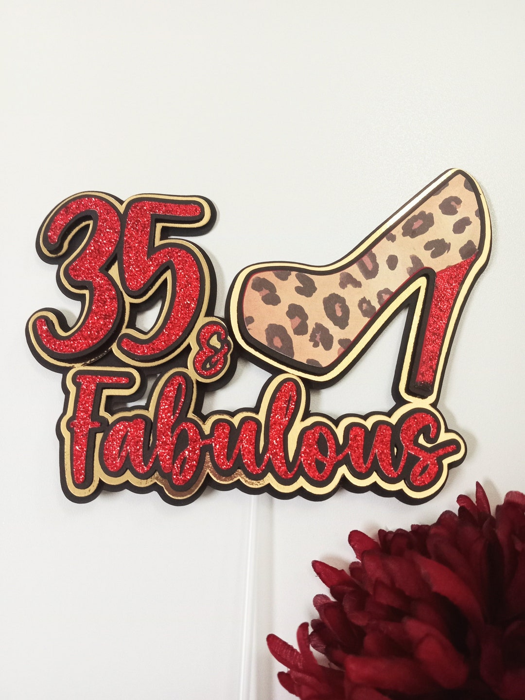 35 & Fabulous Cake Topper, Cake Toppers, Custom Cake Toppers, Leopard ...