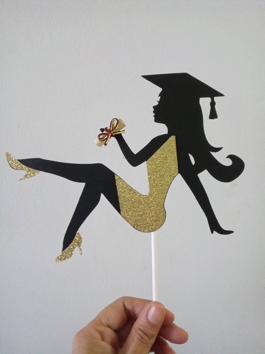 Graduation Cake Topper, Sitting Girl Cake Topper, Grad Sitting Girl ...