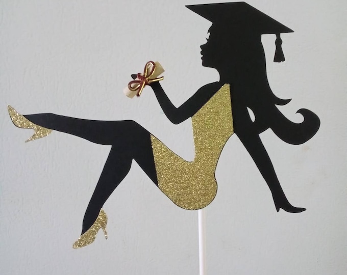 Graduation Cake Topper, Sitting Girl Cake Topper, Grad Sitting Girl ...