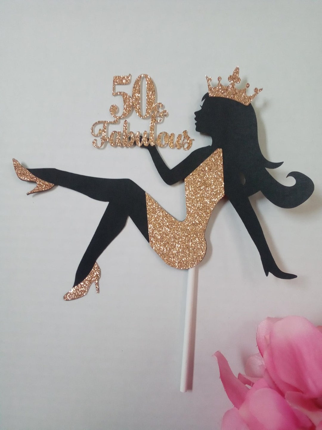 50 & Fabulous Cake Topper, Sitting Lady Cake Topper, Sitting Woman Cake ...