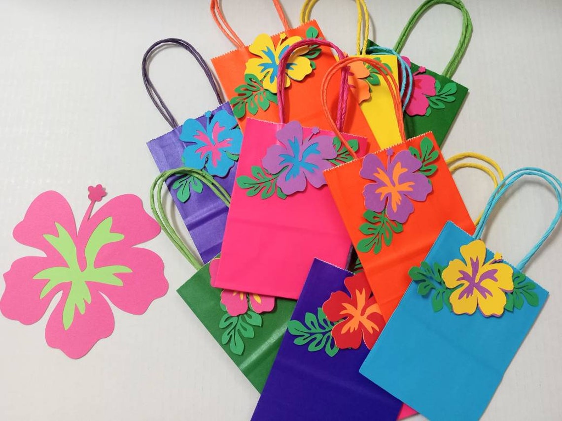 Hawaiian Bags Aloha Themed Party Luau Favor Bags Hibiscus - Etsy