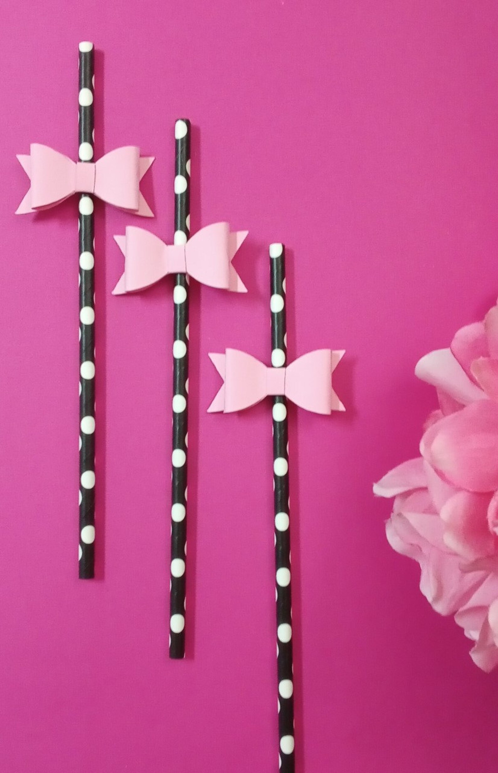 Paper Straws, Bow Paper Straws, Paper Bows, Party Supplies, Black ...