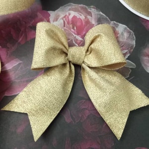 Glitter Metallic Bow, Gold Glitter Ribbon Bow, Party Decor, Craft, Bows ...