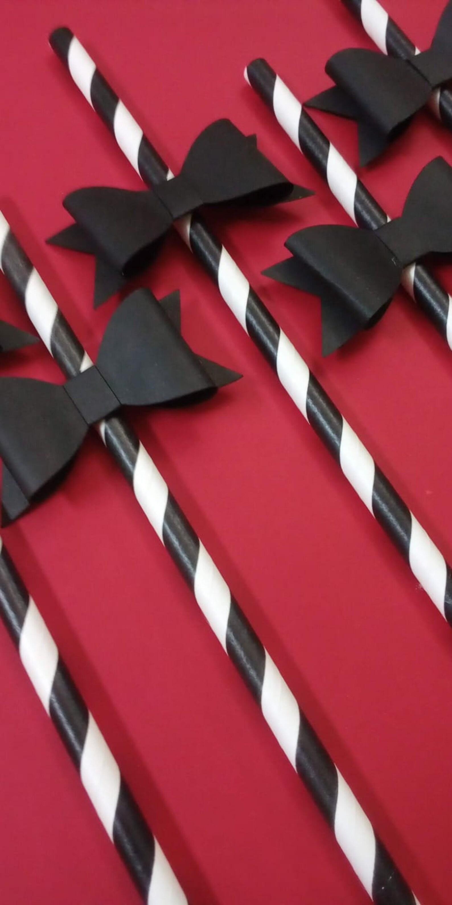 Paper Straws, Bow Paper Straws, Paper Bows, Party Supplies, Black ...