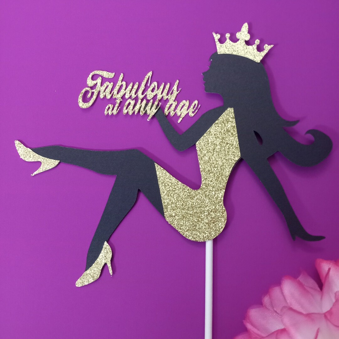 Fabulous at Any Age Cake Topper, Fabulouse at Any Age Sitting Lady Cake ...