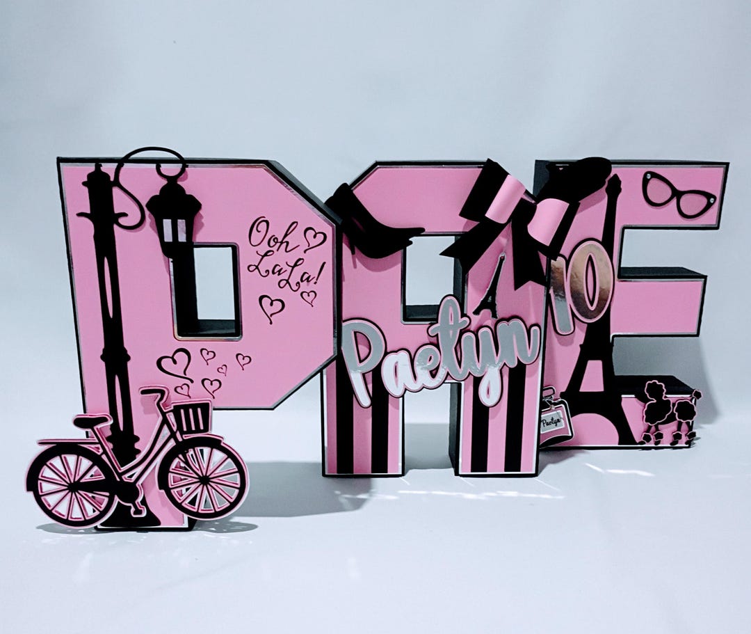 Paris Theme 3D Letters, Paris Inspired 3D Letters, Custom 3D Letter ...