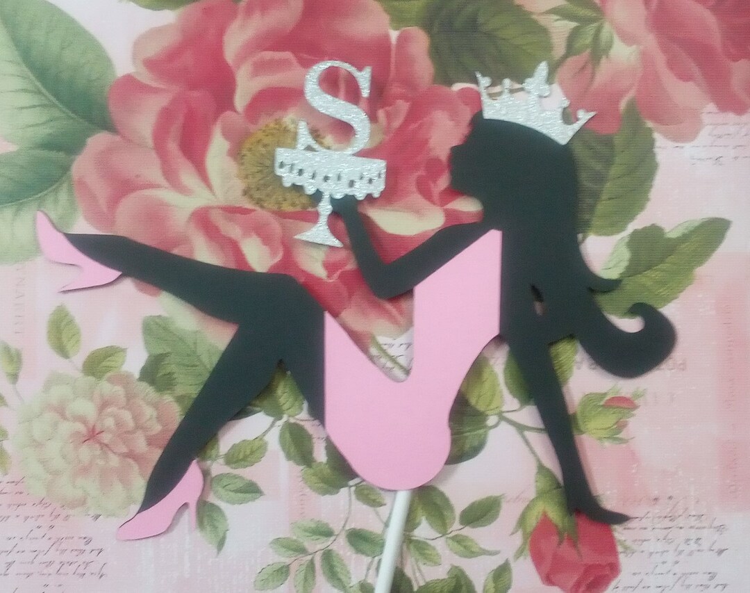 Sitting Lady Cake Topper, Sitting Lady Silhouette Cake Topper, Monogram ...