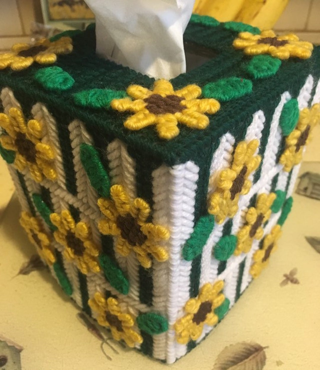 Handmade Sunflower Plastic Canvas Tissue Box Cover - Etsy